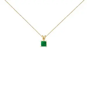 HAUS OF BRILLIANCE 14k Gold Gemstone Solitaire Pendant Necklace - Green Emerald | Yellow